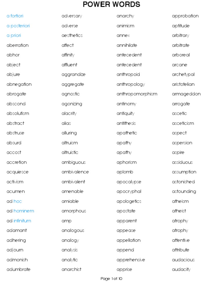 Power Words 2018 | PDF | Psychological Attitude | Philosophical Movements