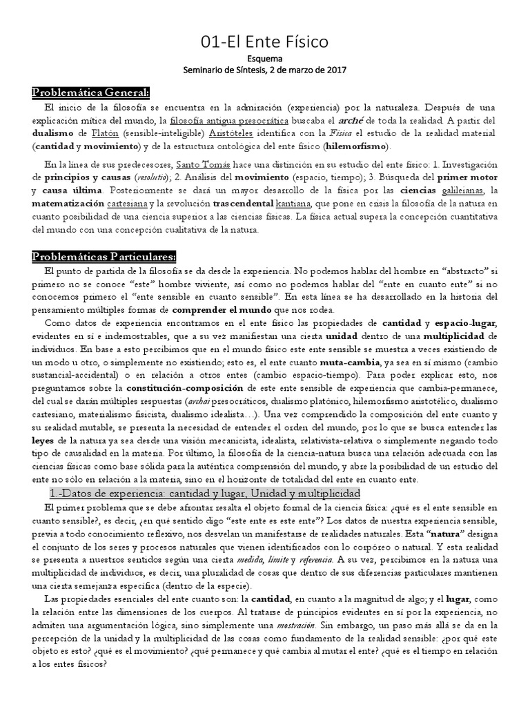 01-El Ente Físico (Esquema) | PDF | Importar | Hora