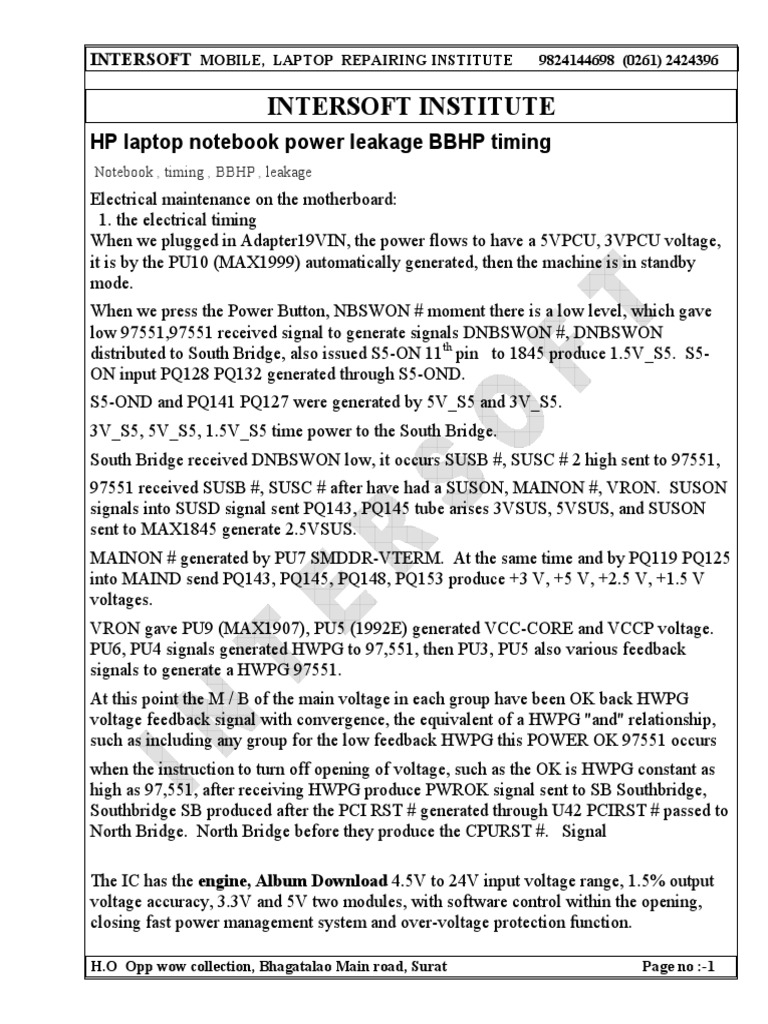 Laptop Power Sequence Final by Intersot | PDF | Power Supply | Mosfet