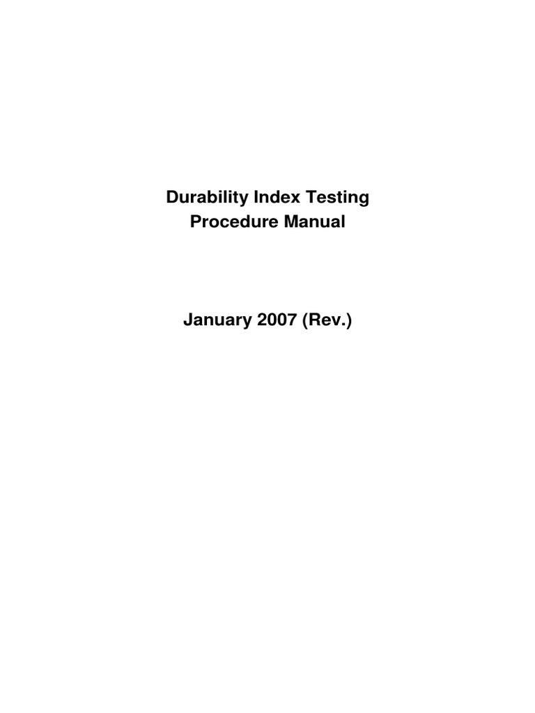 Concrete Durability Index Testing Manual | PDF | Correlation And ...