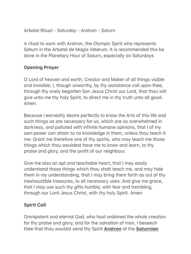 Saturn Ritual Guide for Saturdays | PDF