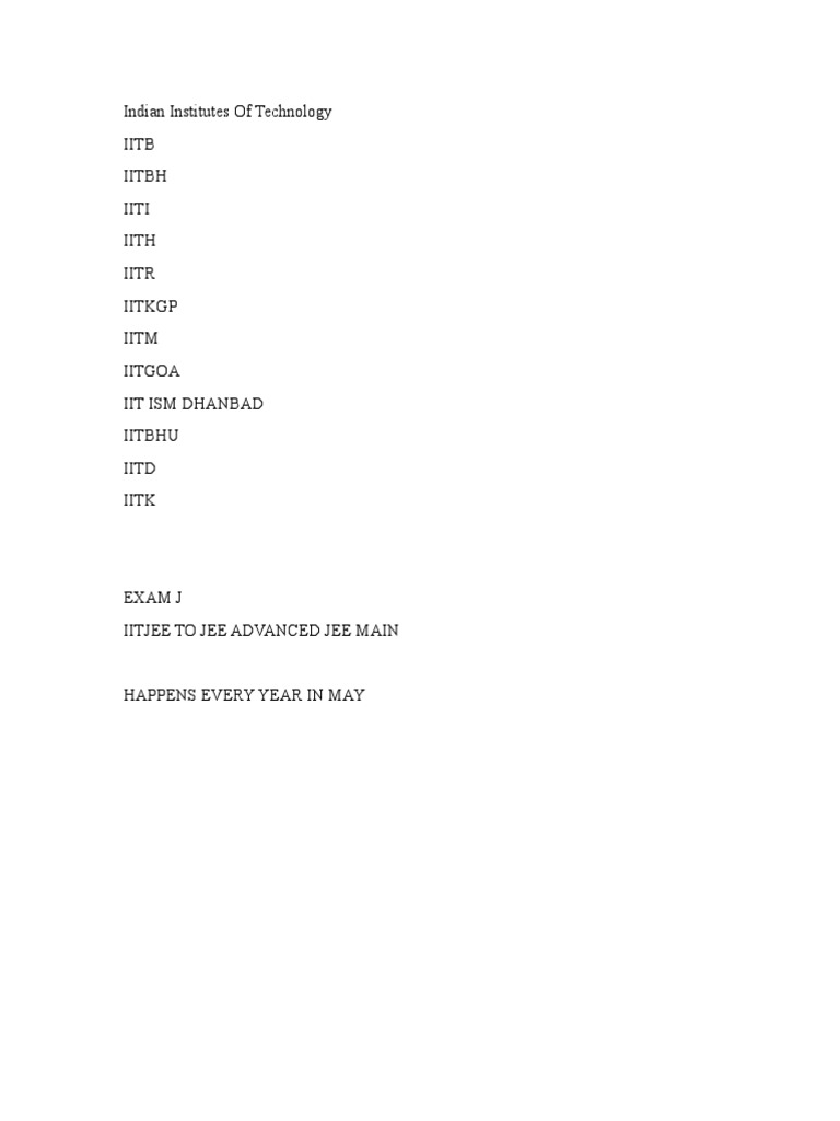 Indian Institutes of Technology Iitb Iitbh Iiti Iith Iitr Iitkgp Iitm ...