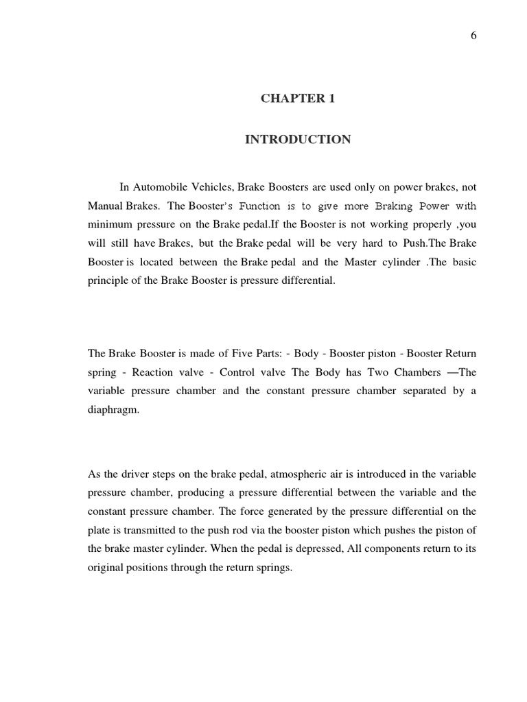 Brake Booster Seminar Report | PDF | Brake | Vehicle Parts