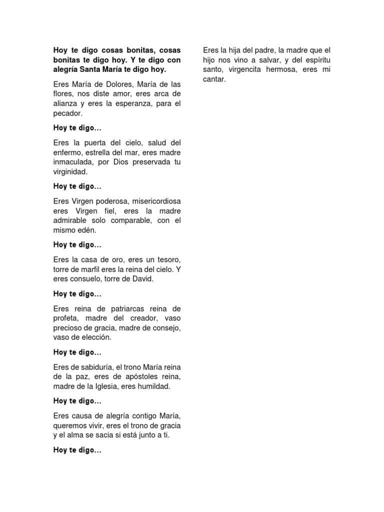 Hoy Te Digo Cosas Bonitas | PDF | Religión y espiritualidad