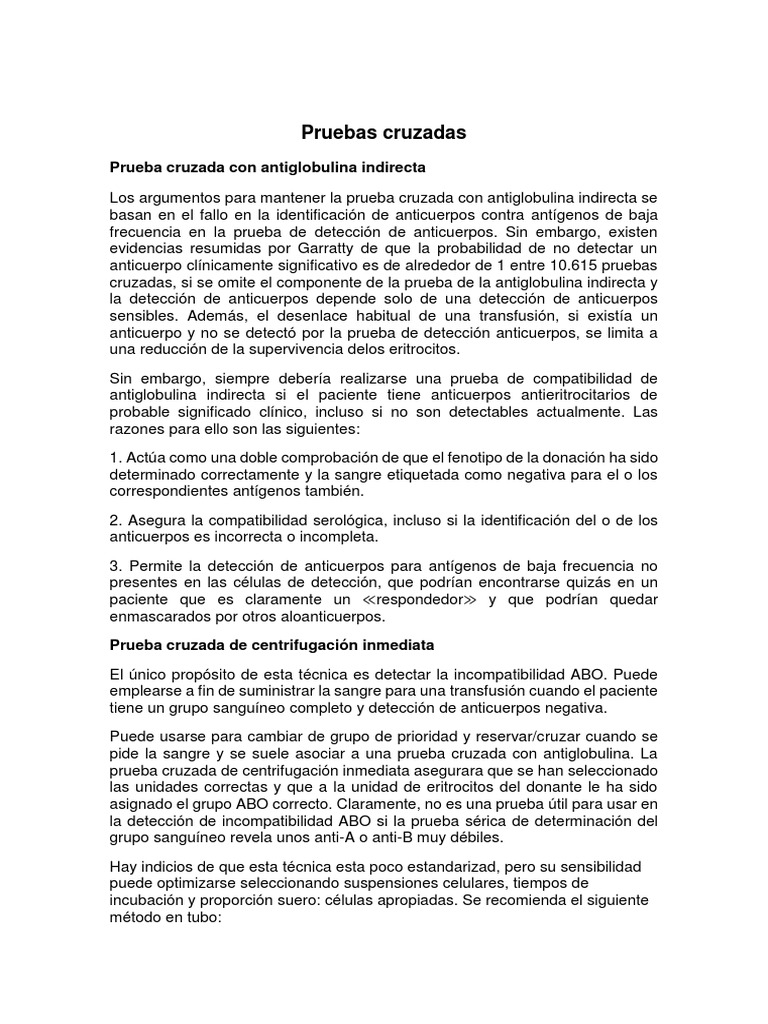 Pruebas Cruzadas | PDF | Tipo de sangre | Fluidos corporales