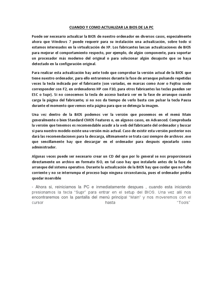Guía para Actualizar la BIOS de PC | PDF | Bios | Disco flexible