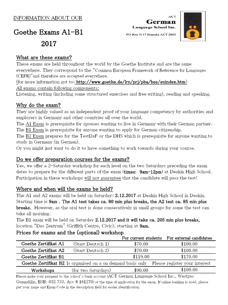 2017 Information Goethe Exam | PDF | Educational Assessment And ...