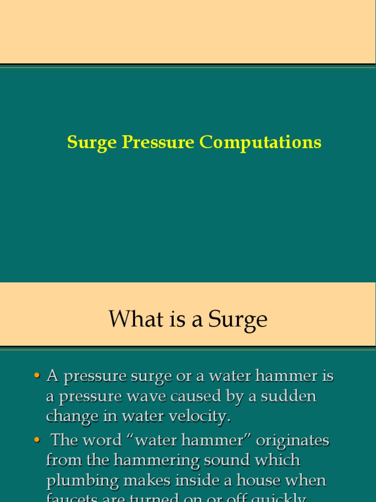 Surge Calculations | PDF | Pipe (Fluid Conveyance) | Pressure