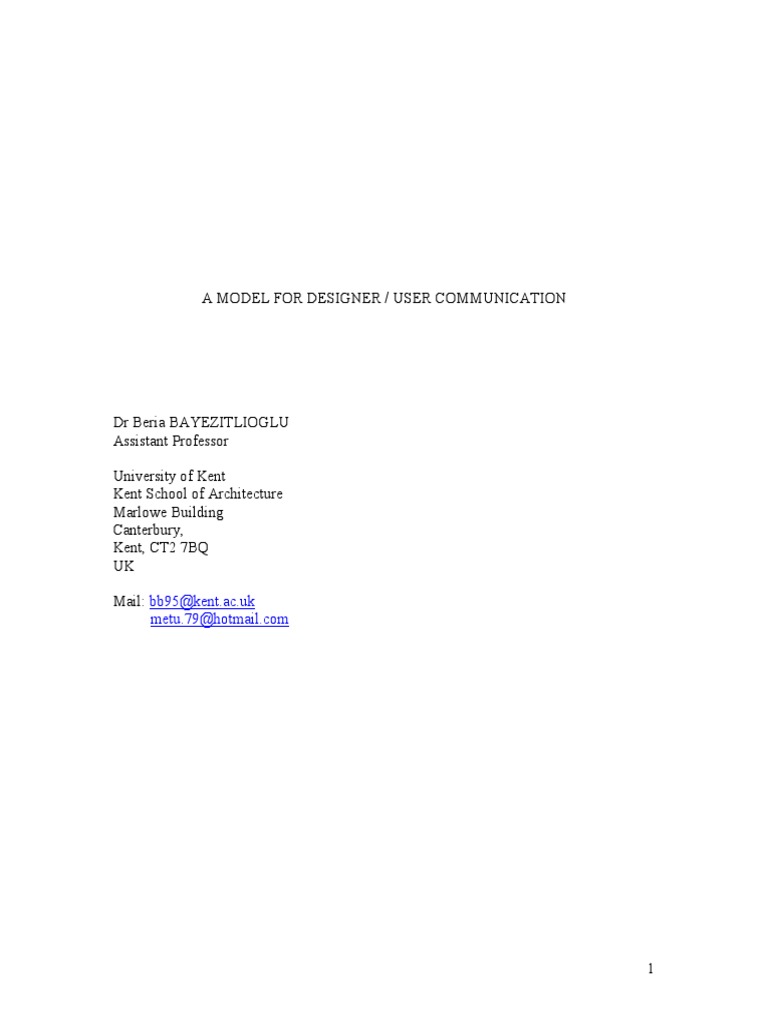 A Model For Designer - User Communication | PDF | Senses | Perception