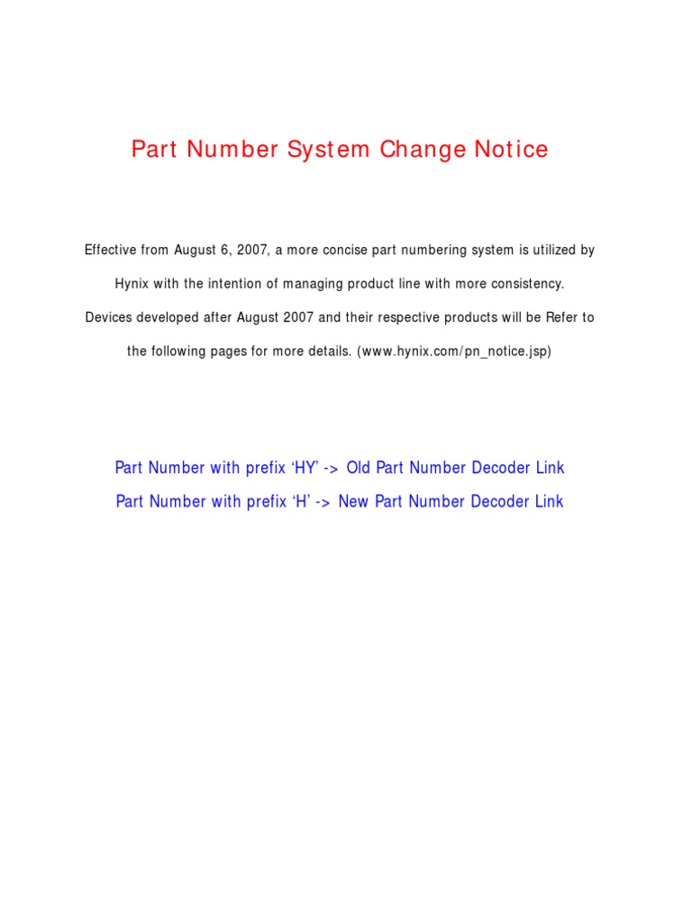 Hynix NAND Flash Part Number Decoding PDF | PDF | Flash Memory ...