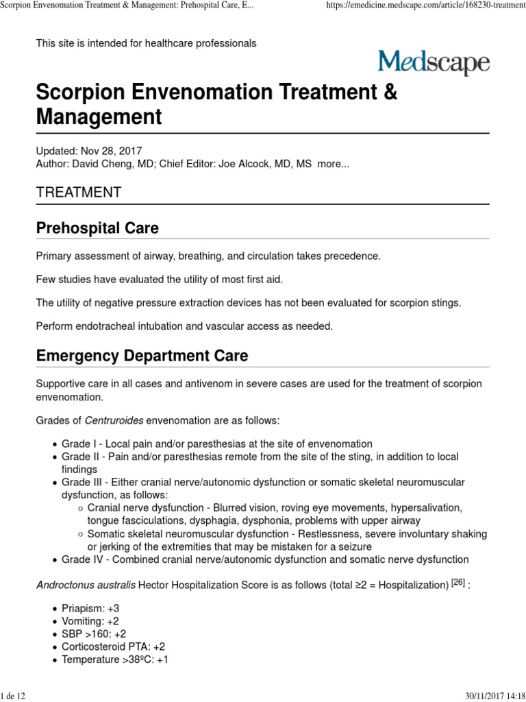 Scorpion Bite Treatment Guidelines | PDF | Doctor Of Medicine | Medicine