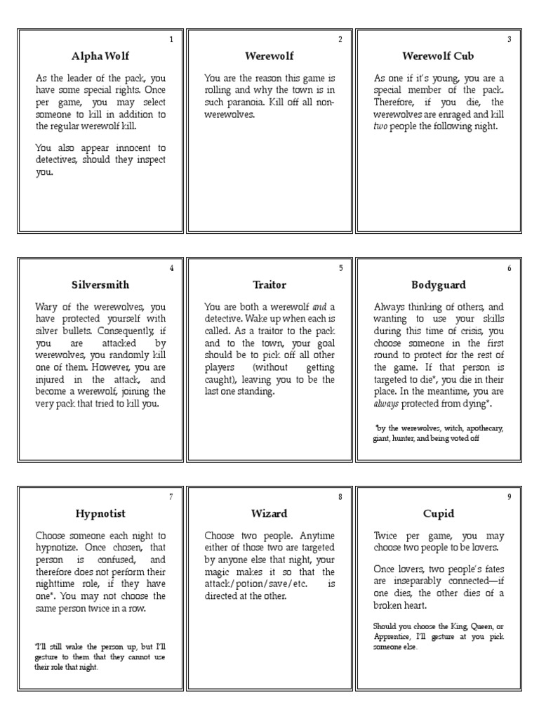 Werewolf Cards PDF | PDF | Werewolves