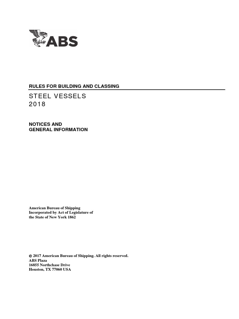 ABS Rules for Building and Classing Steel Vessels 2018 Notices and ...