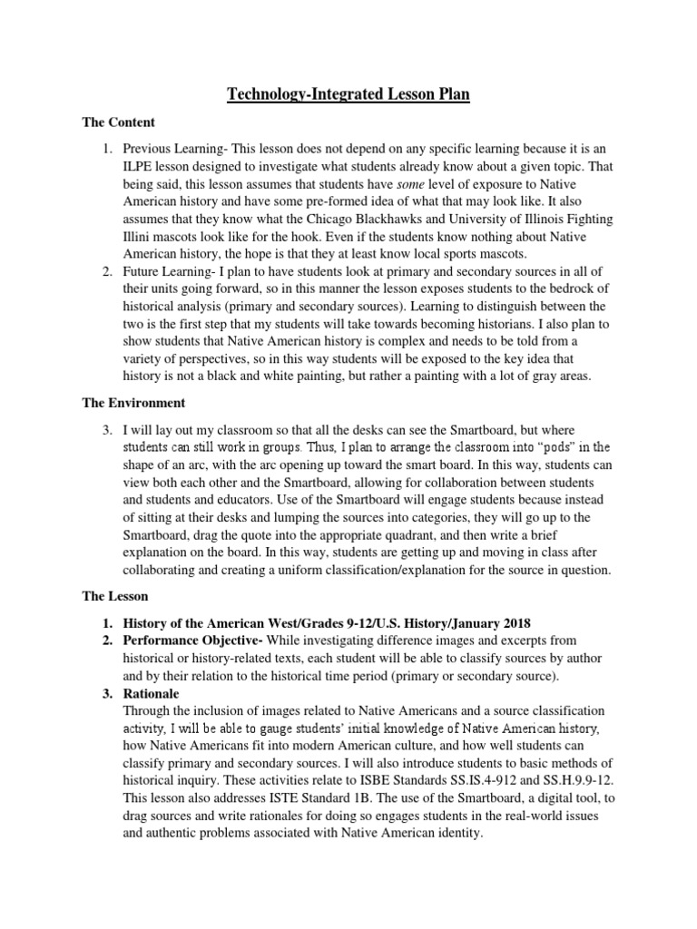 Technology Integrated Lesson Plan | Download Free PDF | Native ...