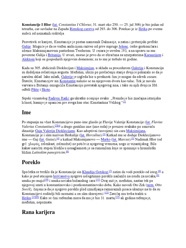 Konstancije Hlor | PDF