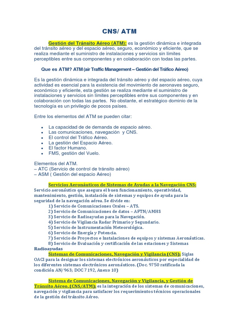 CNS Atm | PDF | Control de tráfico aéreo | Aviación