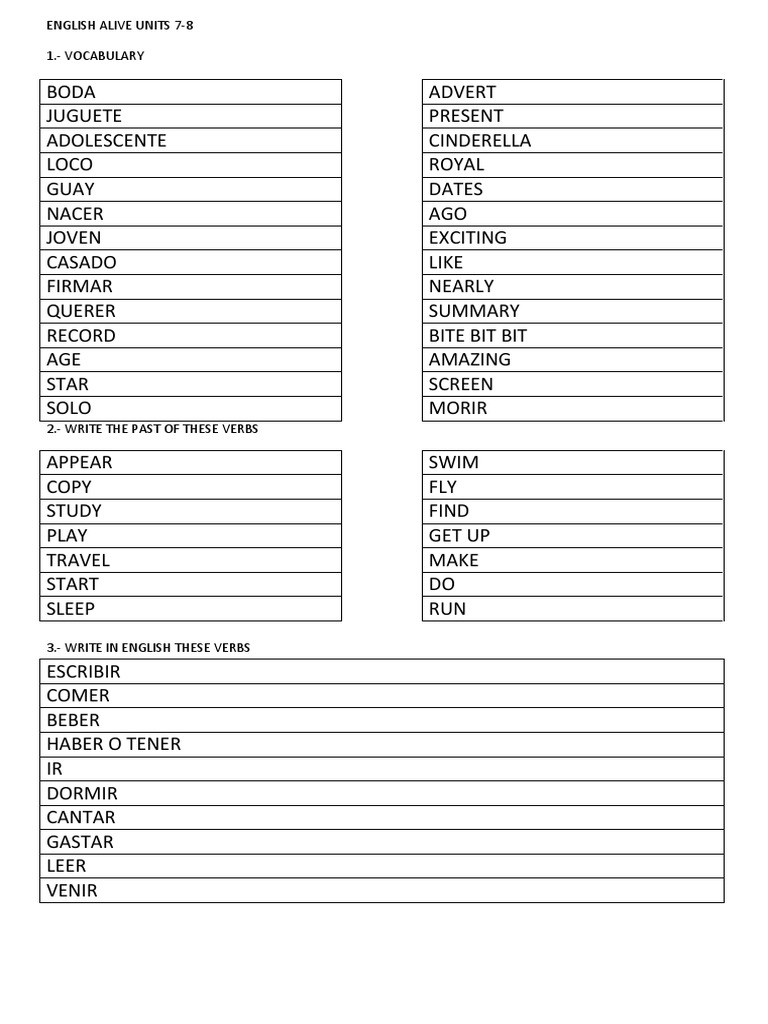 English Alive Units 7-8 | PDF | Leisure