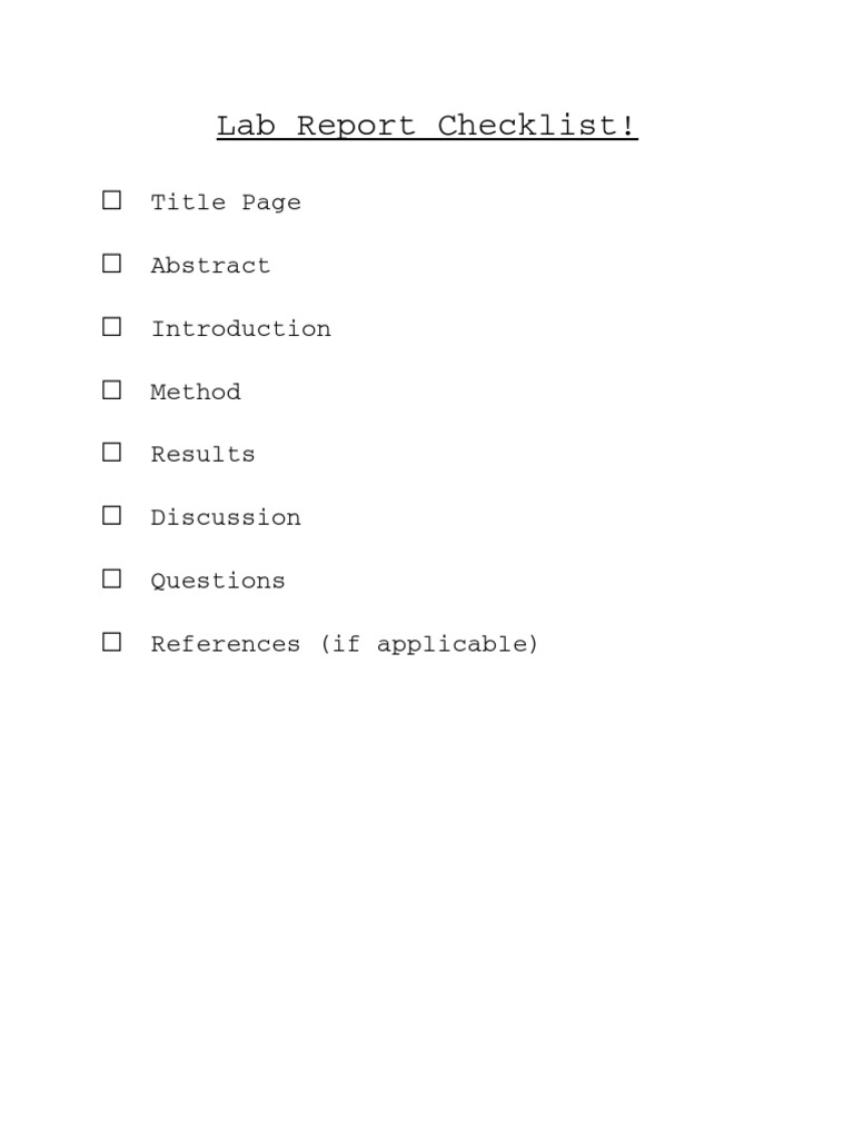 Lab Report Checklist! | PDF