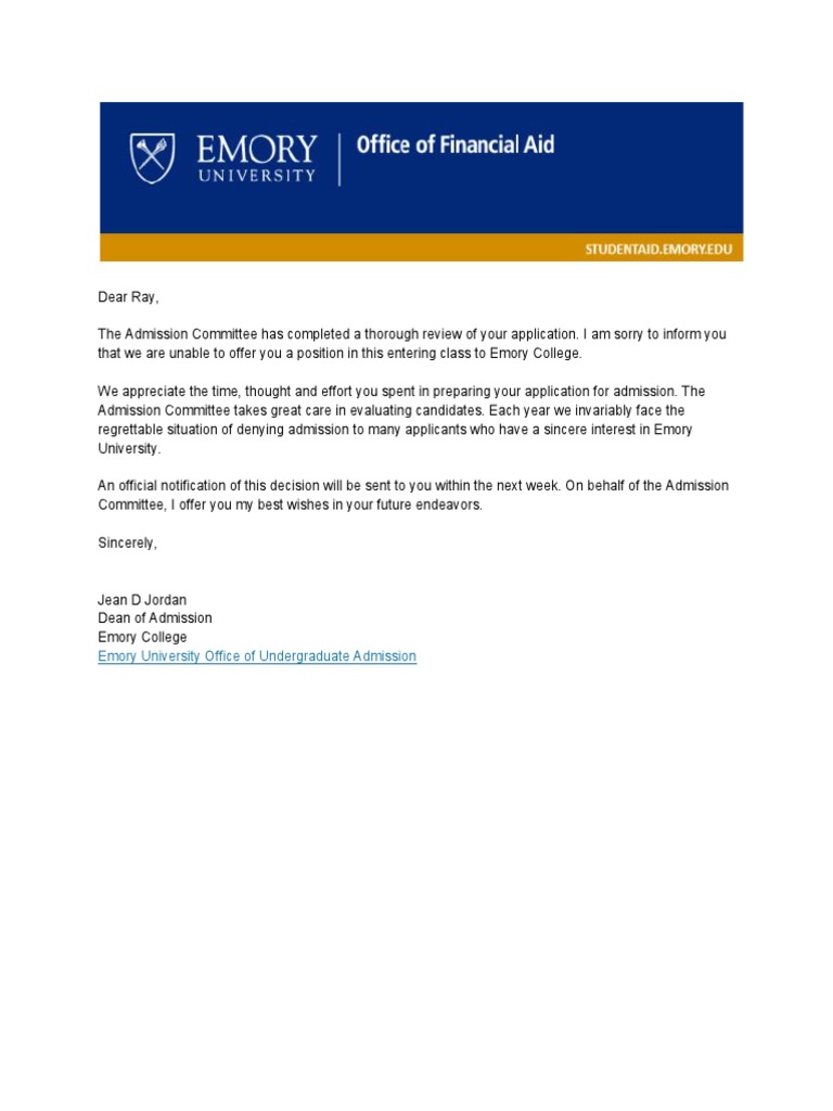 Emory College Admission Decision | PDF | Career & Growth