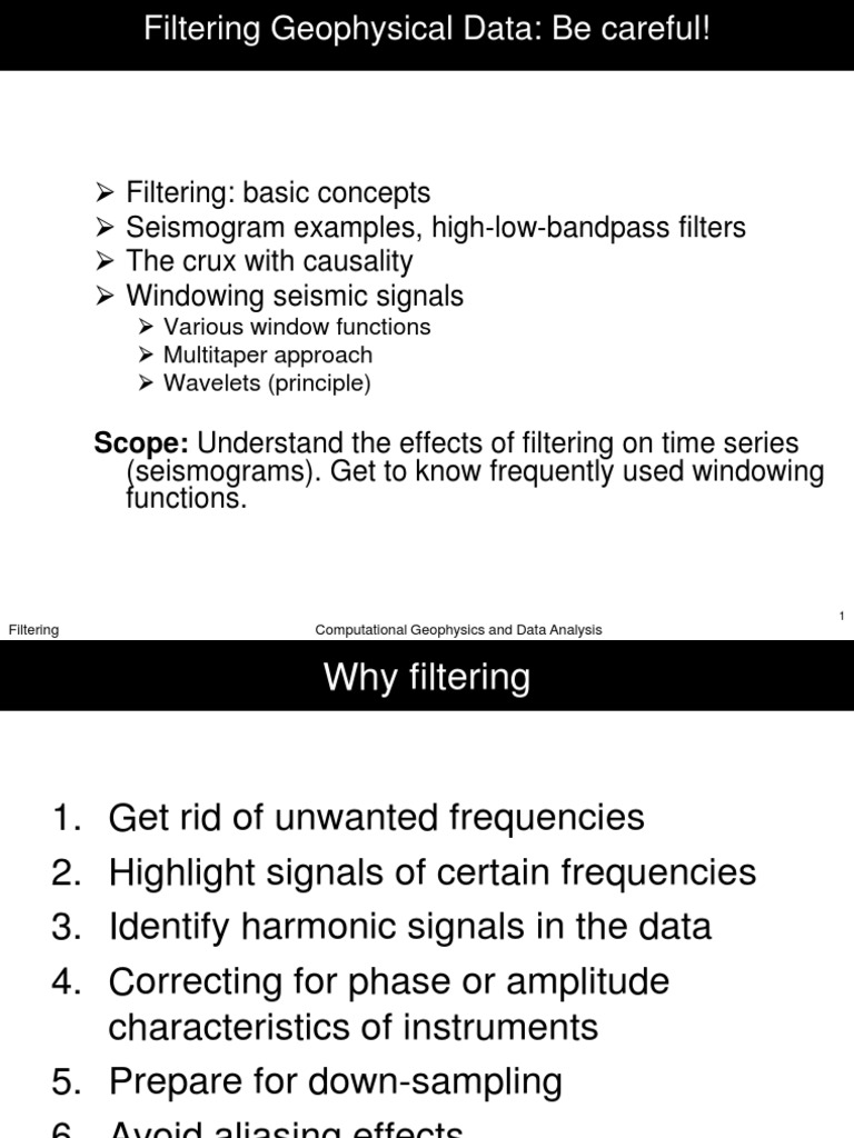 Filtering: Basic Concepts Seismogram Examples, High-Low-Bandpass ...