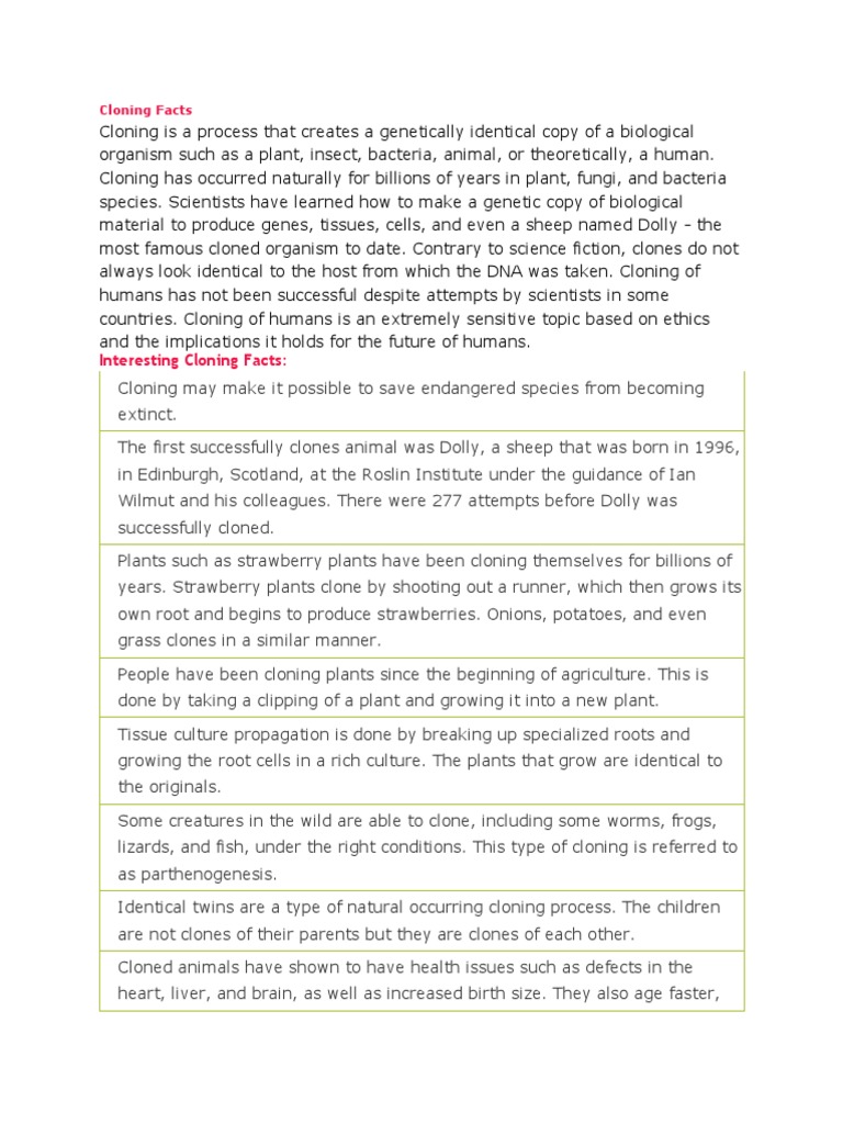 Interesting Cloning Facts | Download Free PDF | Cloning | Zoology