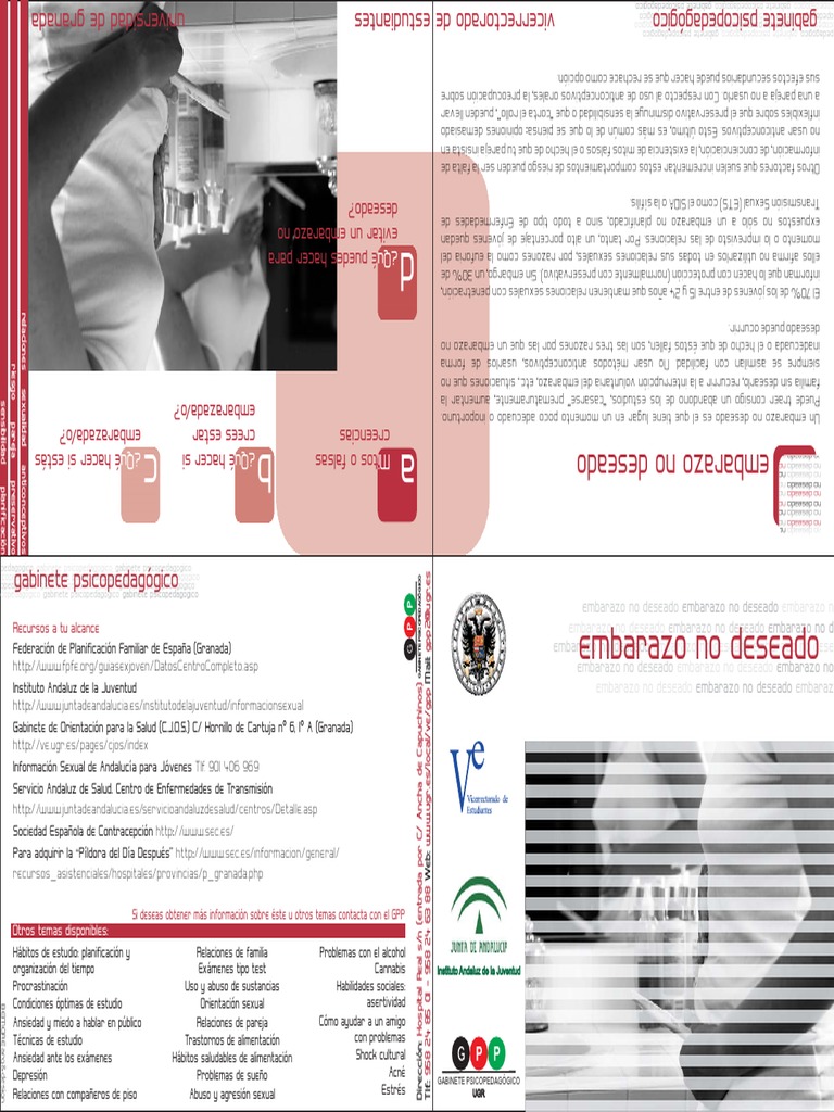 Folleto Embarazo No Deseado | PDF | Control de la natalidad | Píldora anticonceptiva oral combinada