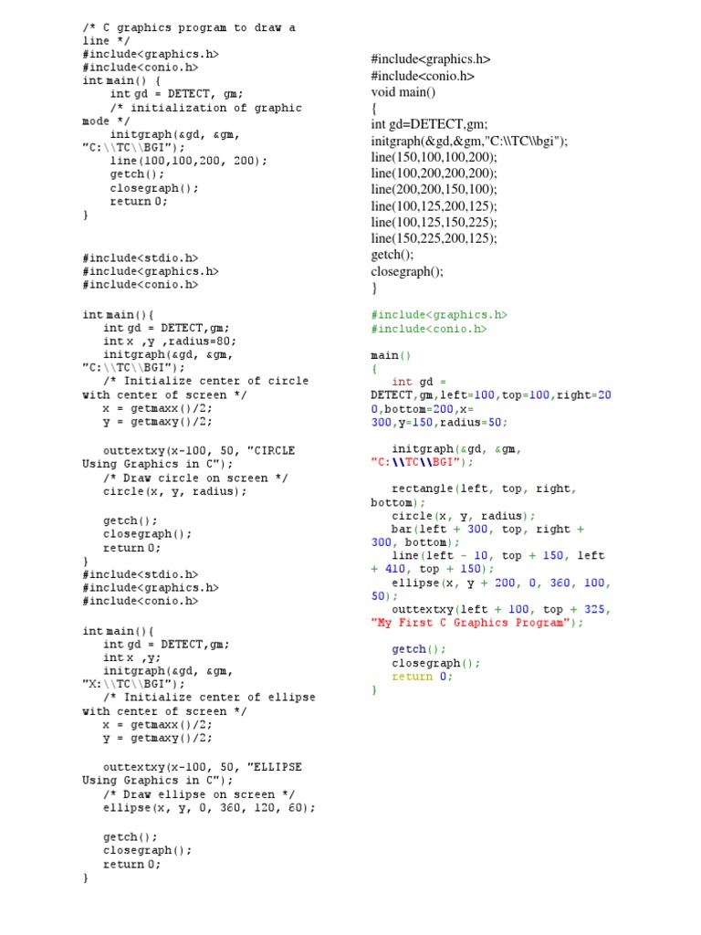 C Graphics Program To Draw A Line | PDF | Geometric Shapes | Geometry