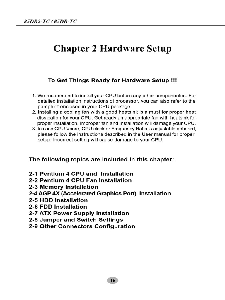 Chapter 2 Hardware Setup: 85DR2-TC / 85DR-TC | Download Free PDF | Computer Engineering ...