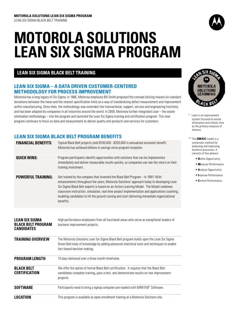 Motorola Solutions Lean Six Sigma Program | PDF | Six Sigma | Lean ...