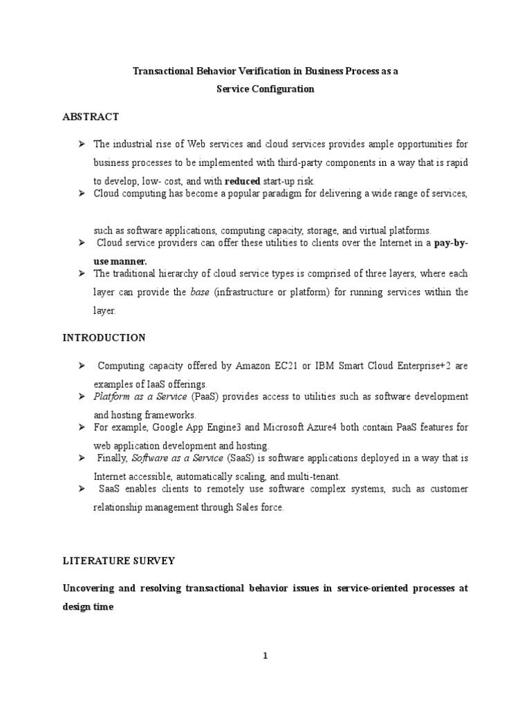 Transactional Behavior Verification in Business Process As A Service ...