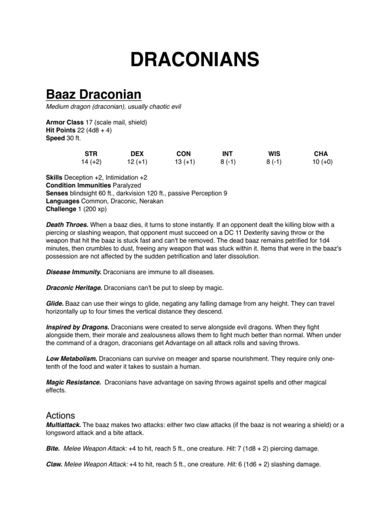 Draconians: Baaz Draconian | PDF | Leisure