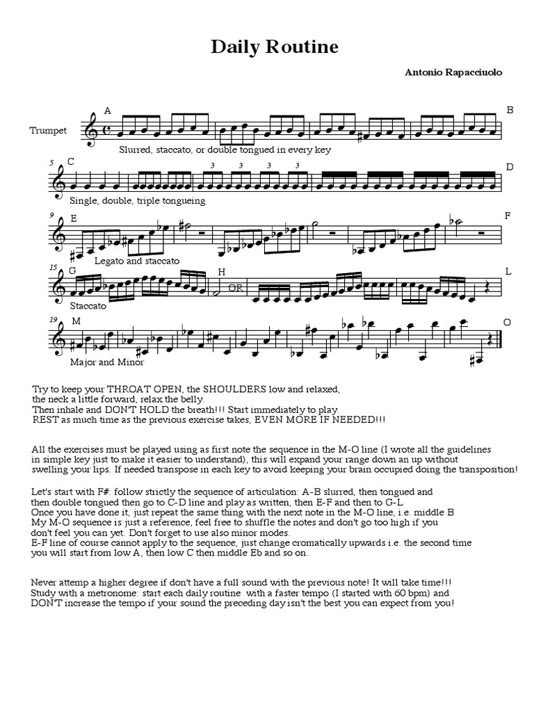 Daily Routine - Trumpet PDF | PDF