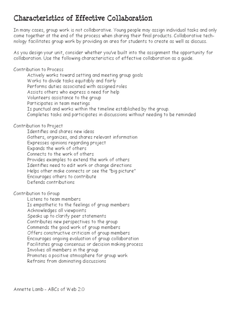 Characteristics of Effective Collaboration | PDF
