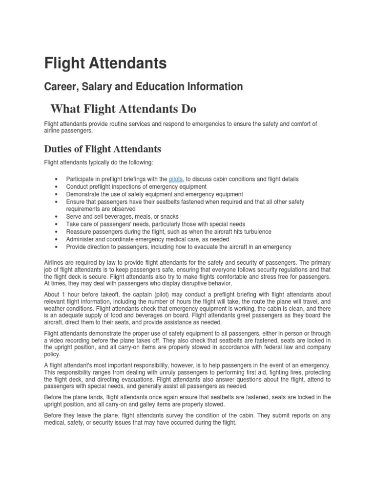 Flight Attendants | PDF | Flight Attendant | Waiting Staff