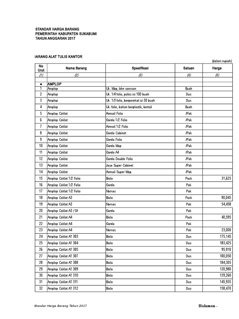 Standar Harga 2018 | PDF