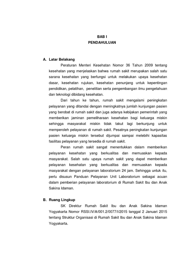 Panduan Pelayanan Unit Laboratorium | PDF