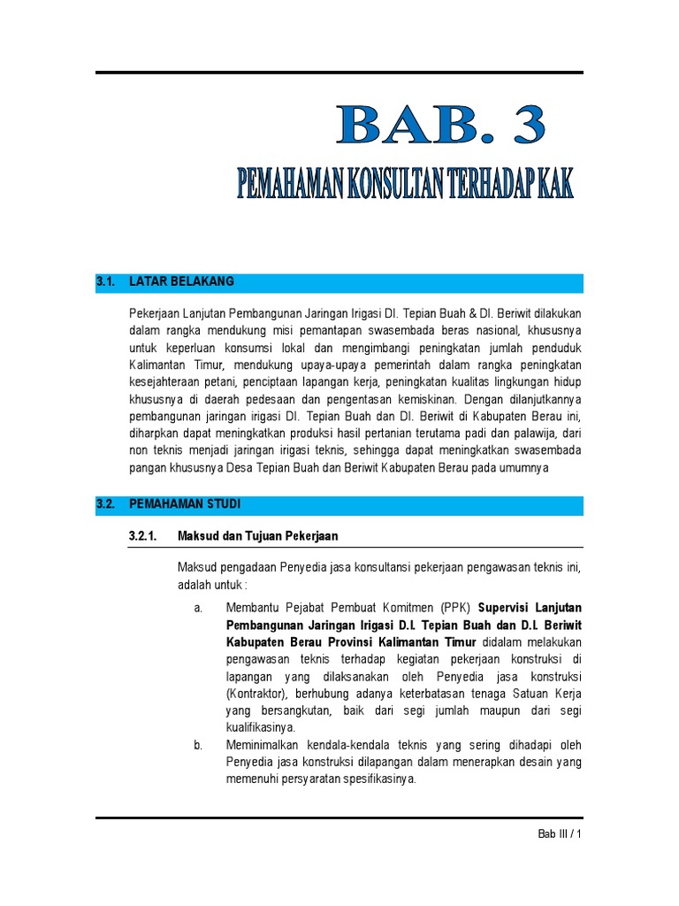 Bab 3. Pemahaman KAK - Pws Air | PDF