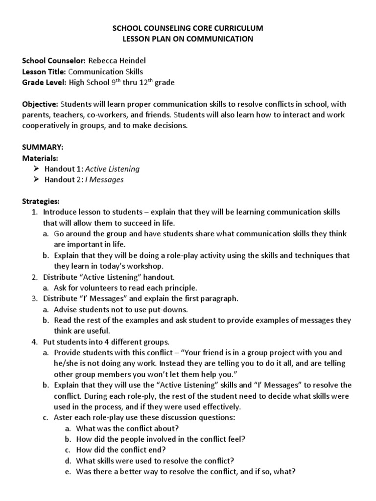 School Counseling Communication | PDF | School Counselor | Neuroscience