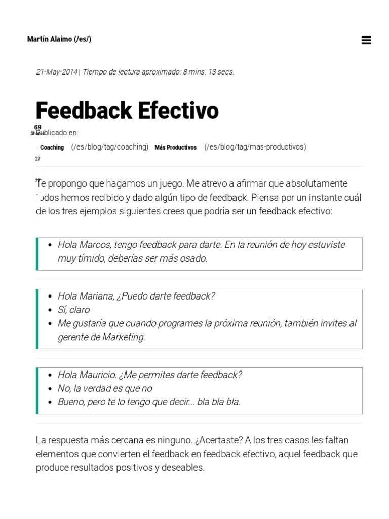 Feedback Efectivo | PDF | Realimentación | Verdad