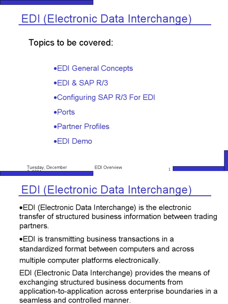 EDI (Electronic Data Interchange) : Topics To Be Covered | PDF ...