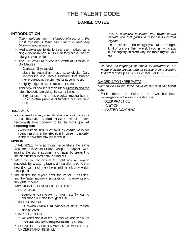 Talent Code Notes | PDF | Brontë Family | Charlotte Brontë