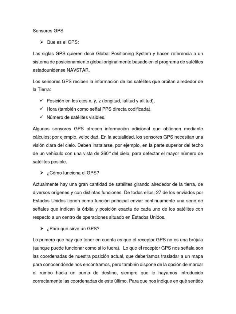 Sensores GP1 | PDF | Sistema de Posicionamiento Global | Informática y tecnología de la información