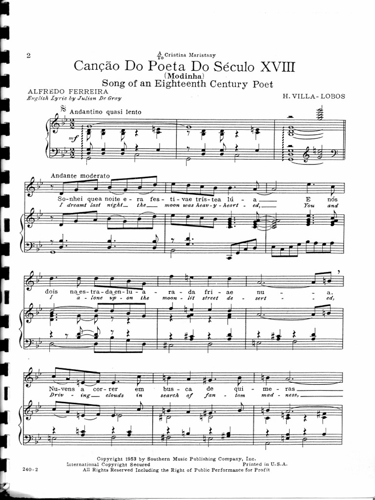 Cancao Do Poeta Do Seculo XVIII Villa Lobos PDF | PDF