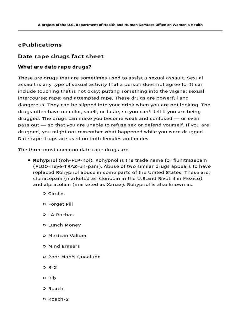 Date Rape Drugs | PDF | Rape | Sex
