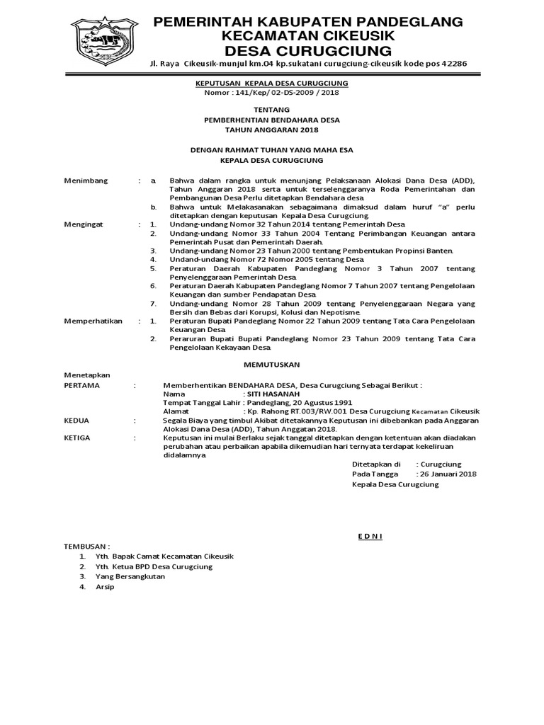 SK Pengangkatan Dan Pemberhentian | PDF