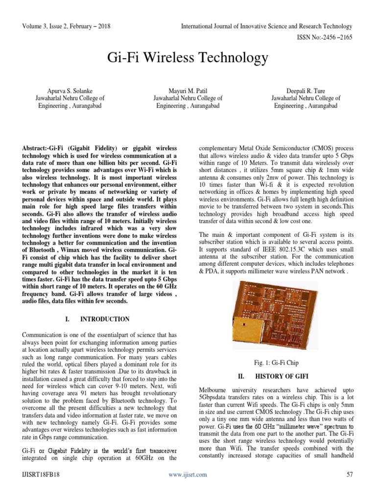Gi Fi Wireless Technology | PDF | Wireless | Wi Fi