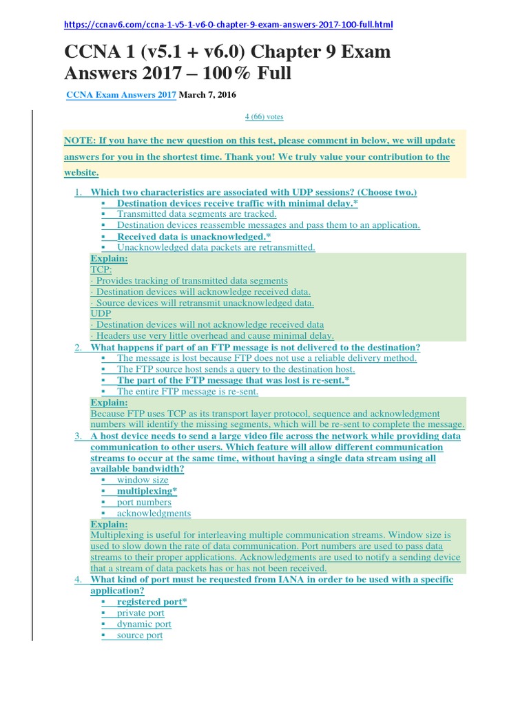 Intrebari Si Raspunsuri CISCO Capitolul 9 | PDF | Transmission Control Protocol | Port (Computer ...