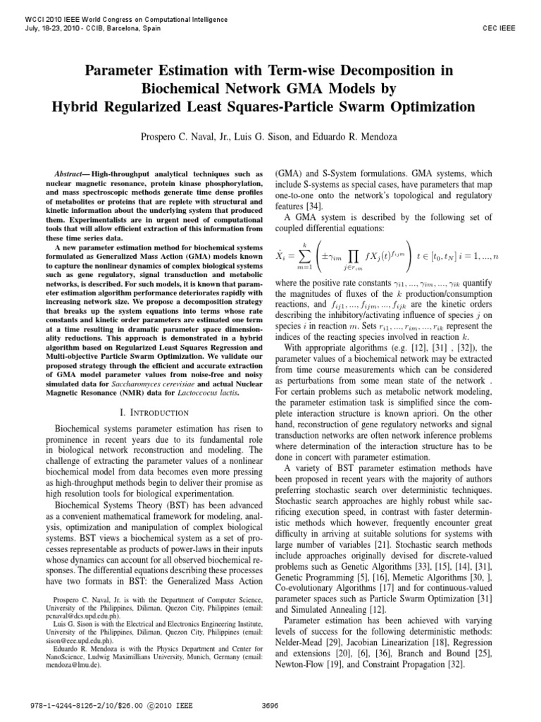 Parameter Estimation With Term-Wise Decomposition in Biochemical ...