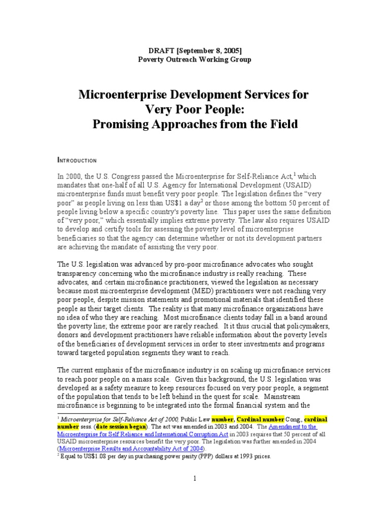 Micro Enterprise Development For Very Poor People Promising Approaches ...