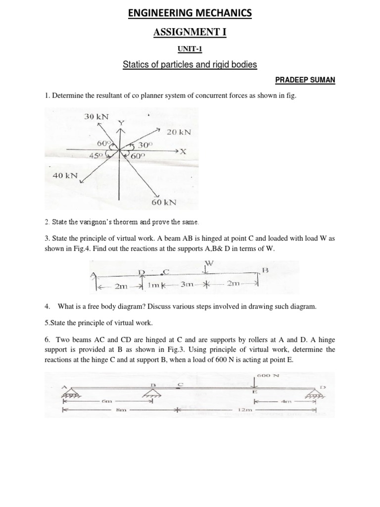Assignment I: Statics of Particles and Rigid Bodies | PDF | Belt ...
